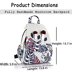 Mushroom Mini Cotton Backpack for Women Hippie Boho Handmade Canvas Embroidery Purse with Multi Pocket for Adults Teens