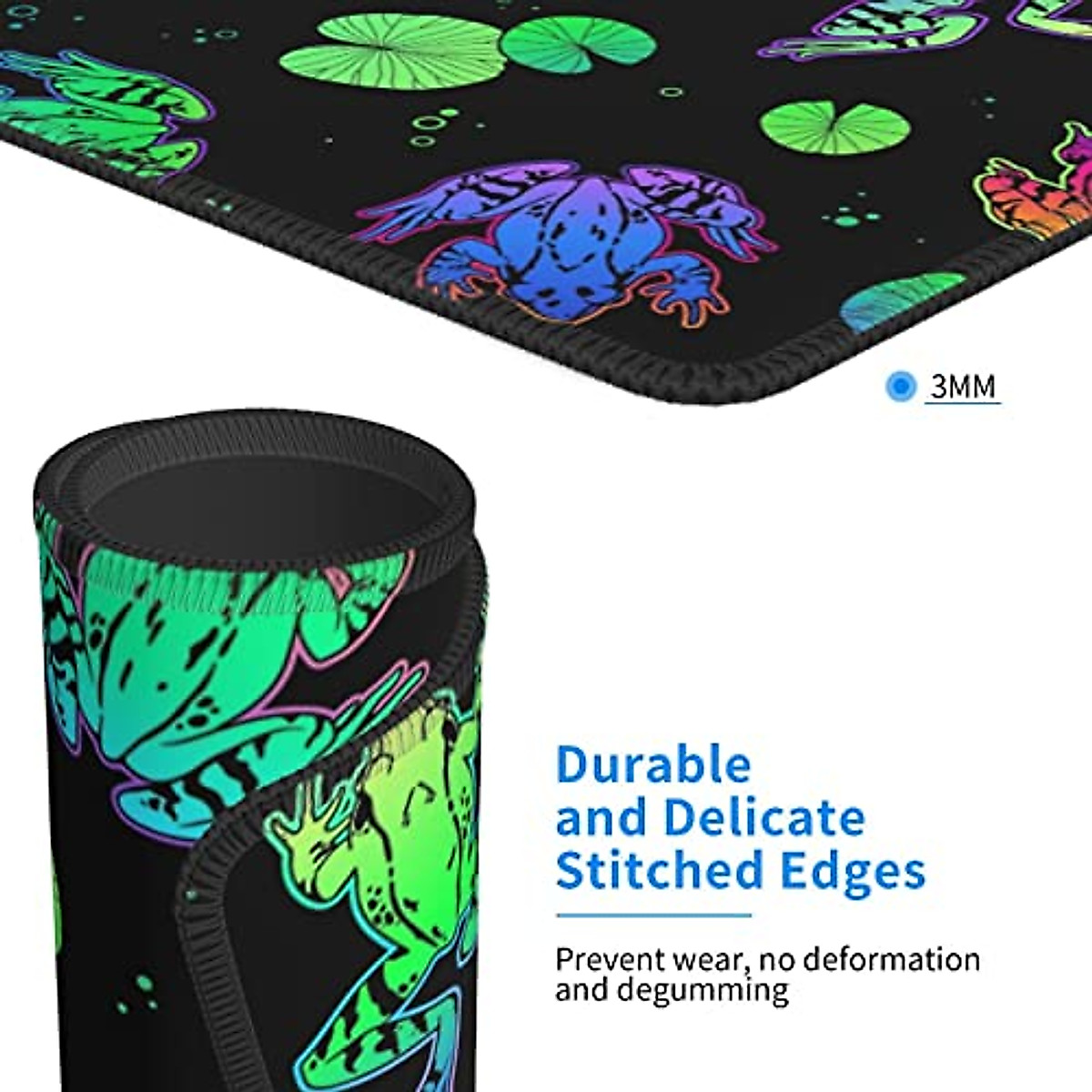 Water Lily Leaves and Frogs Mouse Pad with Stitched Edges Laptops Keyboard Mouse Mat Desk Pad Gaming Mouse Pad