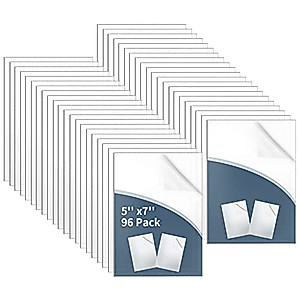 96 Pack Clear Acrylic Sheets Plexiglass Sheets 7x5-0.04 Inch Thick Clear Plastic Sheet Transparent Plexi Glass PETG Panels with Protective Paper for DIY Craft Projects, Sign, Replacement Picture Frame