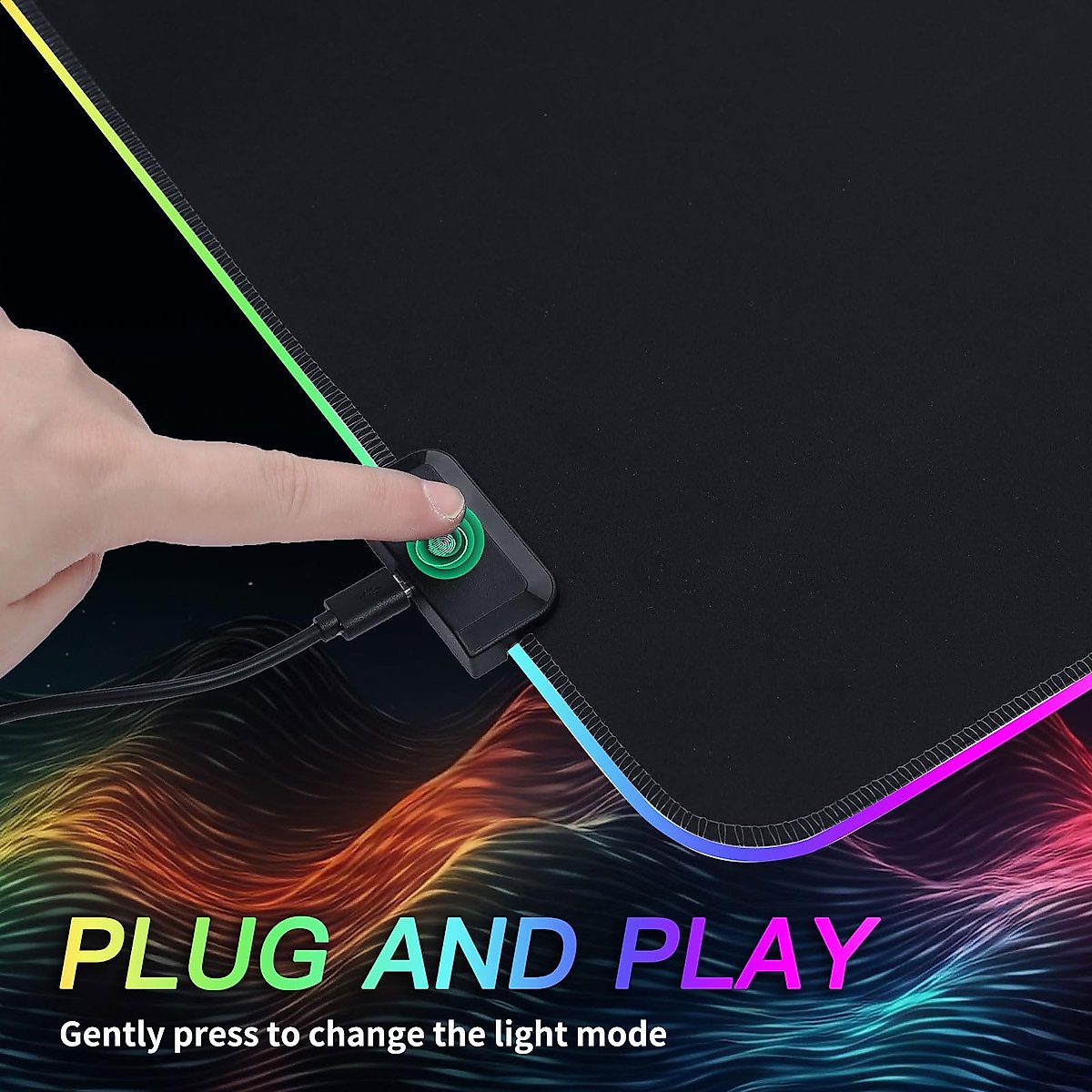 RGB Gaming Mouse Pad, 31.5 x 11.8 Inch Oversized Mouse Mat with 12 Light Modes, Non-Slip Rubber Base, Large Keyboard Mouse Pad for PC Gaming, Office, Black
