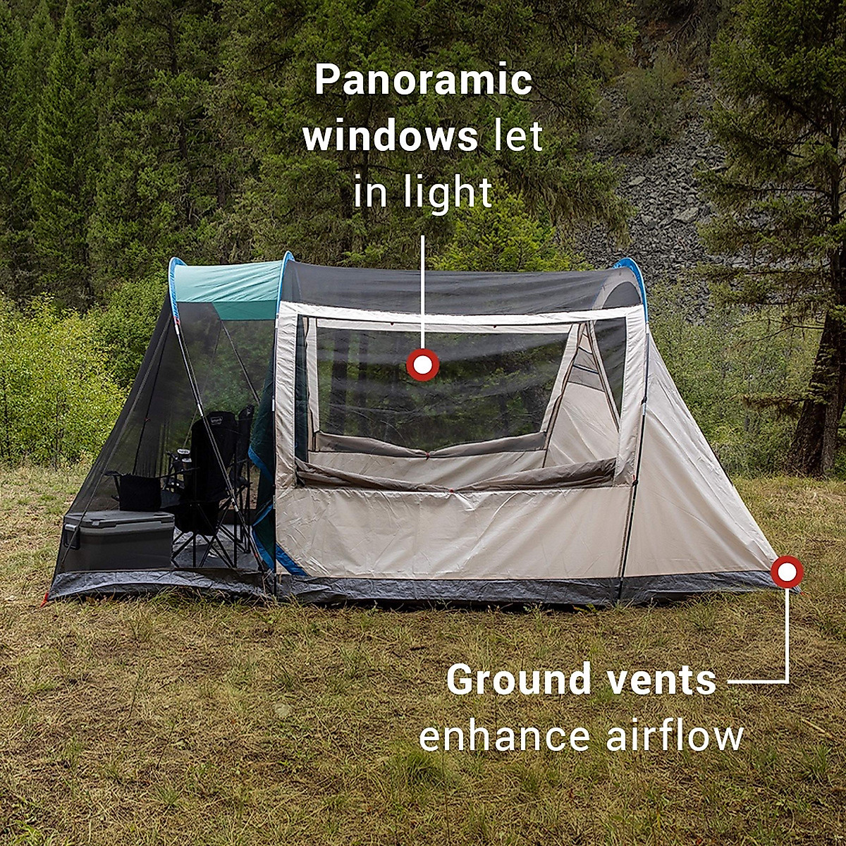 Coleman Cabin Camping Tent with Screened Porch, 4/6 Person Weatherproof Tent with Enclosed Screened Porch Option, Includes Rainfly, Carry Bag, Extra Storage, and 10 Minute Setup