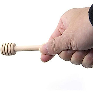 BetterJonny 100 Pieces Household Wooden Honey Dipper Sticks Portable 3 inch Mini Honey Dippers for Honey Jar Dispense Drizzle Honey