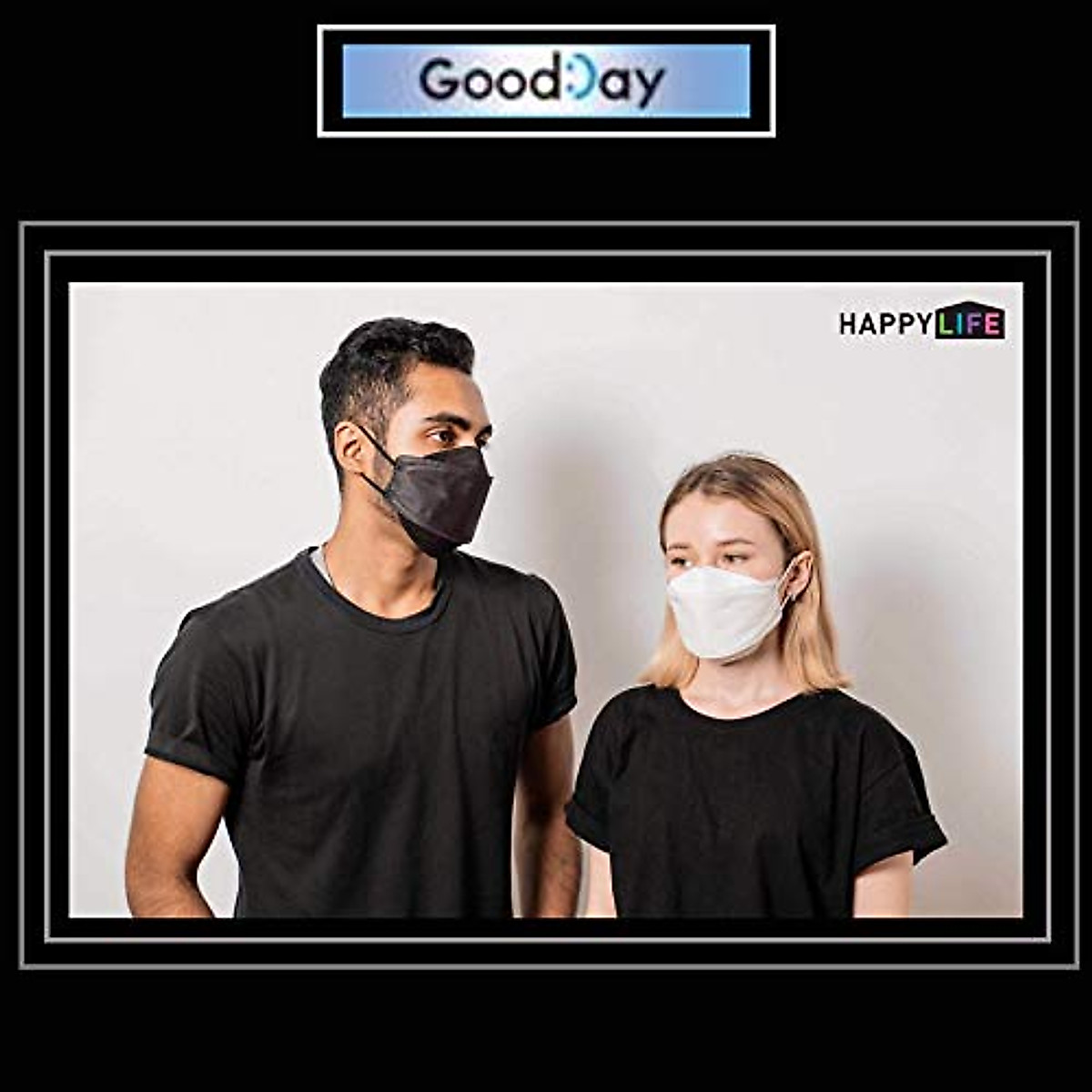 (Pack of 20) (10PCS BLACK,10PCS WHITE Combo set) [Good day] Premium 3D Disposable BLACK AND WHITE KF94 Face Mask, Protective Covering Dust Mask, Individual Packs, Made in Korea.