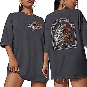 DUTUT Retro Western Music Oversized Shirt for Women Country Music T Shirt Vintage Western Cowboy Country Short Sleeve Tops Dark Gray