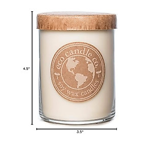 Eco Candle Co. Recycled Candle, Naked, 18 oz. Double Wick - Unscented - 100% Soy Wax, No Lead, Kraft Paper Label & Lid, Hand Poured, Phthalate Free, Midwest Grown Soybeans, All Natural Wicks