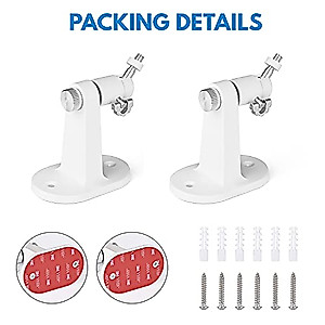 2Pack Adjustable Security Wall Mount Bracket for Ring Stick Up Cam & Ring Indoor Cam, Perfect View Angle for Ring Surveillance Camera System - White
