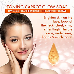 Carrot Soap for Skin Brightening – Natural Carrot Soap Bar for Spots on Face, Body, Neck, Underarm – Carotene Reduces Acne, Brightens Spots, & Evens Skin Tone – Kojic Acid Glow Bar Made in USA