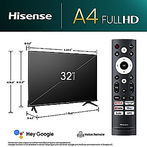Hisense 32-Inch Class A4 Series FHD 1080p Google Smart TV (32A4K) - DTS Virtual: X, Game & Sports Modes, Chromecast Built-in, Alexa Compatibility