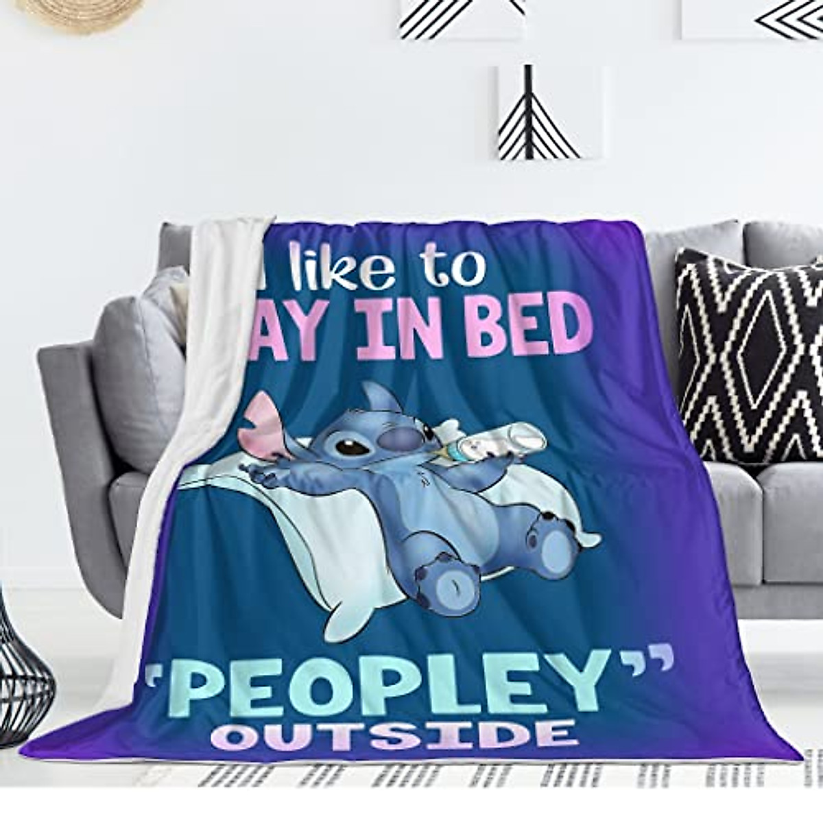 Cute Cartoon Throw Blanket Soft Lightweight Air Conditioner Blanket Plush Blanket for Sofa Couch Bed Home Decorative 50"x40"