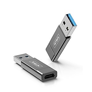 10Gbps USB C Female to USB Male Adapter 2 Pack, SAILLIN Zinc Alloy Double-Sided USB A to USB C Adapter with High-Speed Data Transfer & Stable Charging for Laptop, Charger, Power Bank, Quest Link- Grey