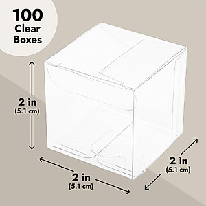 Juvale 100 Pack 2x2x2 Clear Plastic Favor Boxes Bulk for Small Wedding Party Gift Treats