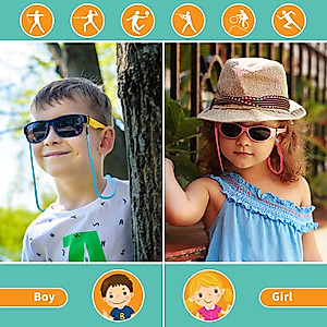 BILIONE Kids Glasses Strap, Adjustable Eyeglass Lanyards for Boys and Girls, Sports Eye Glasses String Holder Strap, Anti-slip Eyeglass Cords Around Neck - Pack of 6, Multicolor