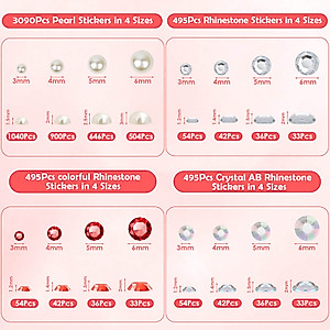 4576 Pieces Hair Pearls and Face Rhinestones Stickers, Self Adhesive Stick on Pearls Bling Gems Jewels Stickers for Hair Face Body Makeup Clothes Shoes Bags DIY Craft and Decorations
