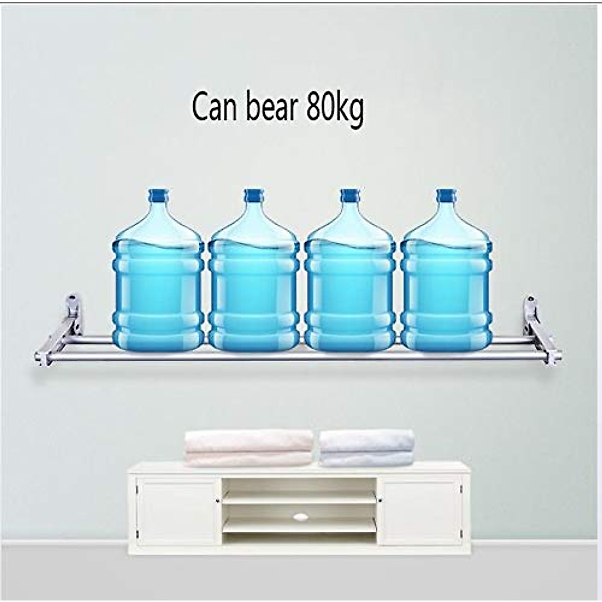 LXLTL Retractable Clothes Airer, Patio Horse Towel Folding Clothes Pole Outdoor Push and Pull Drying Racks Punch Bathroom Clothes Drying Racks 100Cm