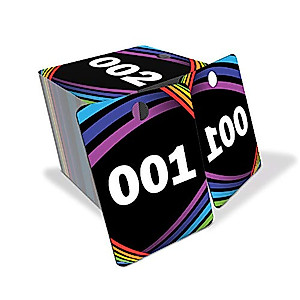 MIFFLIN Live Sale Plastic Number Tags, Reusable Normal and Reverse Mirror Image Hanger Cards, Colorful and Eye Catching PVC Hanger Cards (Black, 001-100)