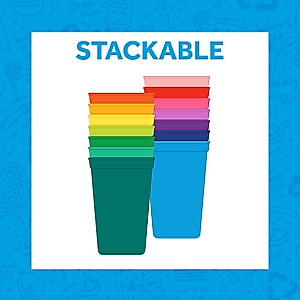 Re-Play Made in USA 10 Oz. Open Cups for Toddlers, Set of 3 - Reusable and Stackable Toddler Cups for Easy Storage - Dishwasher/Microwave Safe Kids Plastic Cups, 4.75" x 3.25", Mermaid