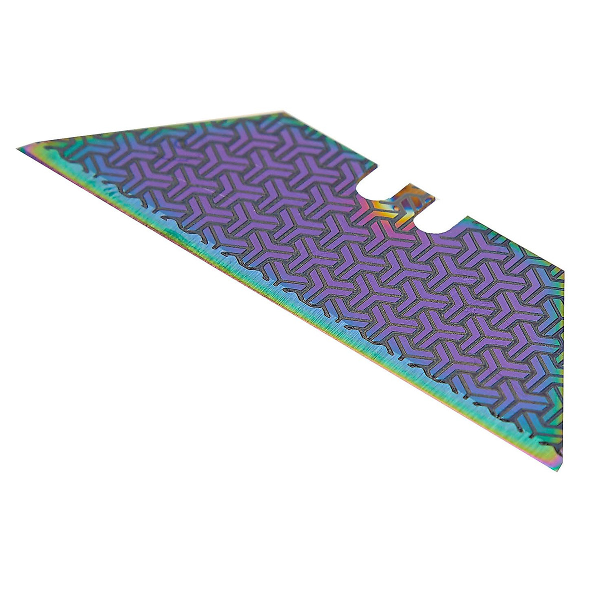 NDZ Performance Steel Blade Replacement for Berkling Utility Knife, Custom Razor Blade, Double Sided Laser Engraved Designs, Rainbow - TriWeave, 1 Pack