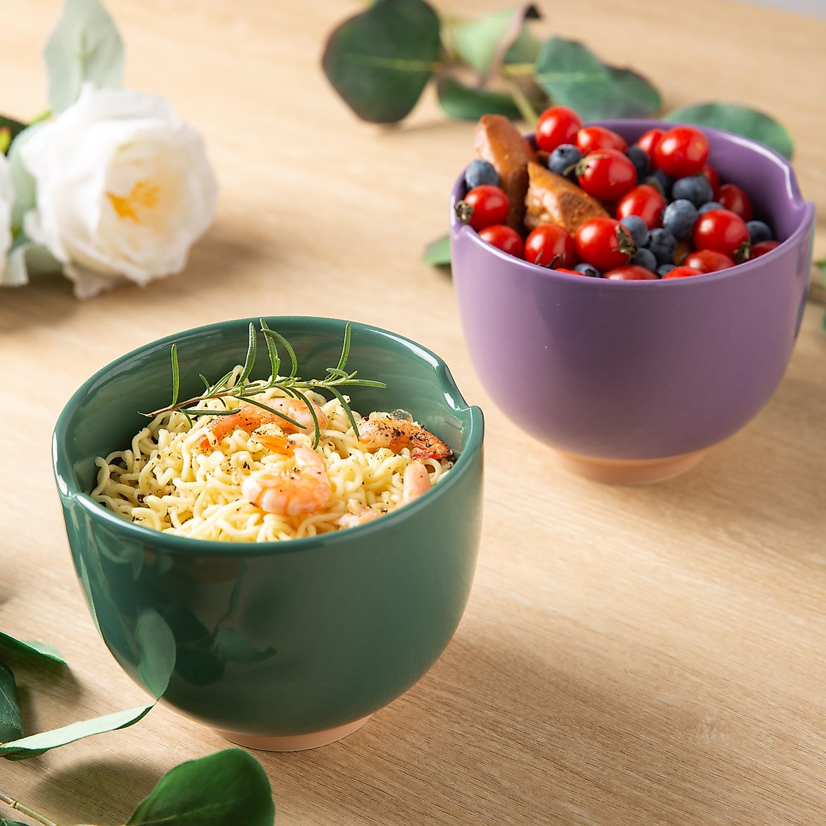 GBHOME Ceramic Ramen Bowls with Chopsticks, Cute Japanese Ramen Bowls Set of 2 for Ramen,Soup,Pho,Noodles, House-warming Wedding Birthday Gift, Microwave & Dishwasher Safe, 20 Ounces