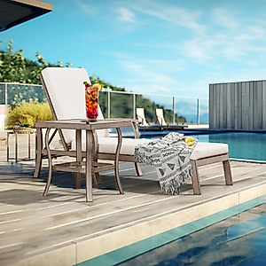 ZEPYARD Aluminum Patio Chaise Lounge Set of 2, Armrest Lounge Chair with Adjustable Backrest for Outside, All Weather Aluminum Lounge Chair for Deck Beach Poolside-Greige Cushion