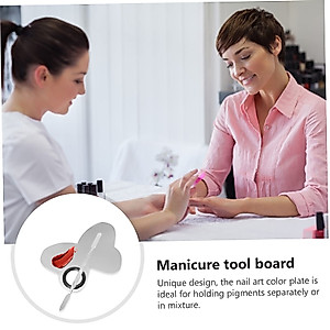 FRCOLOR 4 Sets Palette Set Makeup Nail Art Palettes Cosmetic Mixing Palettes Spatulas Nail Color Mixing Trays Polish Mixing Plate Manicure Color Pallet Stainless Steel Mixed Board Make up