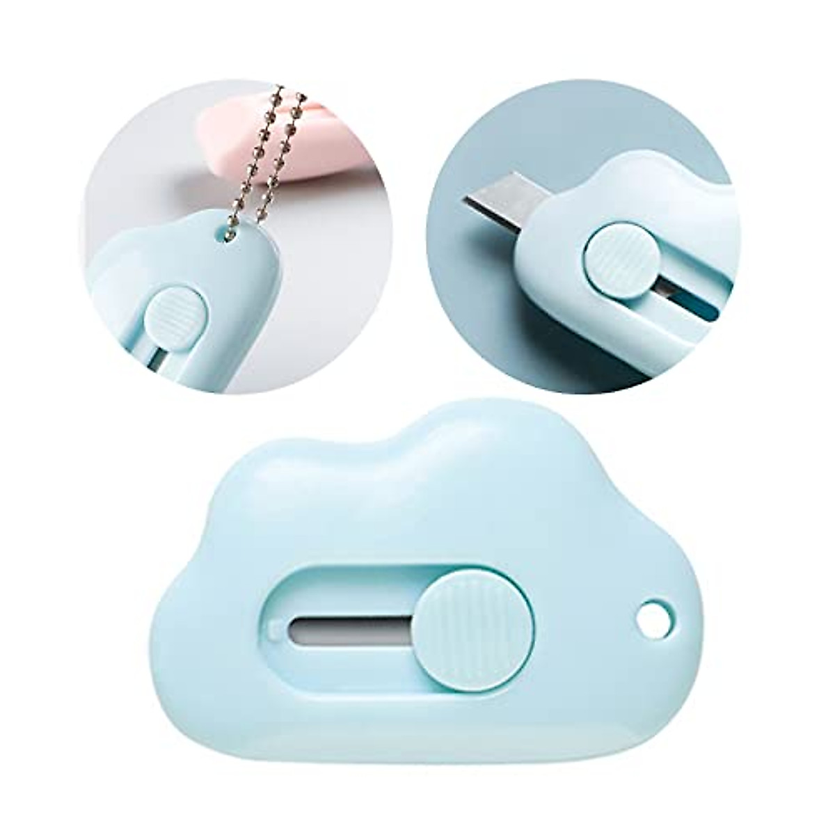 Yiser Cloud Shape Utility Knife Retractable Portable Mini Knife For Wrapping Envelopes Letter Box Cutter With Keychain Holes 2 Pack Kitchen Magnetic Knife Strip (As shown, One Size)