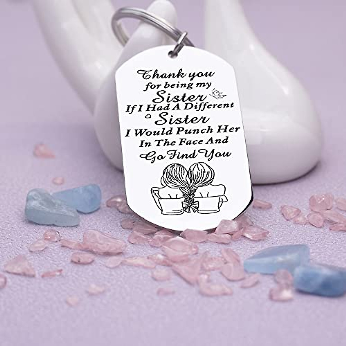 Sisters Gift from Sister Brother, Thanks for Being My Sister Keychain Womens Teen Girls Stocking Stuffer for Women Girls to My Sister Sister Gift Big Little Sister Soul Sister Gift Christmas Birthday