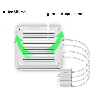Tnfeeon Drone Battery Charging Hub, 4 Way Plastic Casing 5V 3A USB Output Drone Battery Charger for Mini 3 Pro (US Plug 100‑240V)