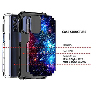 Miqala for Moto G Stylus 2022 5G/4G Case,Shiny in The Dark Three Layer Heavy Duty Shockproof Hard Plastic Bumper +Soft Silicone Rubber Protective Case for Moto G Stylus2022,Blue Sky.