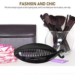 LALAFINA 6pcs French Banana Clip Hair Combs Fishtail Hair Clips Banana Hair Clip Ponytail Holder Vintage Clincher Comb Tool for Thick Fine Curly Hair, Black