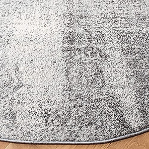 SAFAVIEH Tulum Collection Area Rug - 5' Round, Ivory & Grey, Modern Abstract Design, Non-Shedding & Easy Care, Ideal for High Traffic Areas in Living Room, Bedroom (TUL228A)