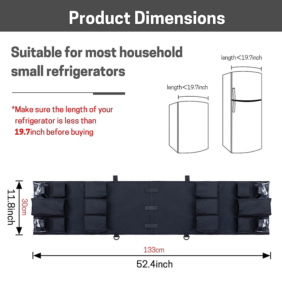 SWISSELITE Mini Fridge Caddy Organizer,Over the Fridge Storage Organizer,Fridge Caddy Hanging Organizer Waterproof with 18 Pockets for Dorm Kitchen Office Home