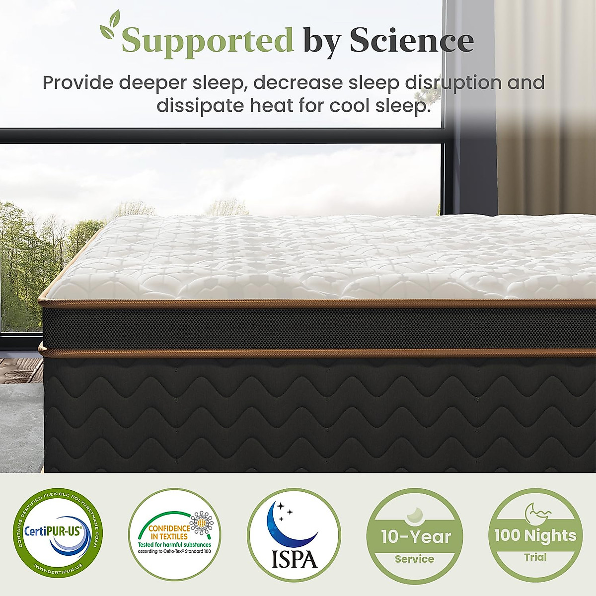 Full Mattress, 14 Inch Hybrid Mattress with Gel Memory Foam, Fiberglass Free Medium Firm Deluxe Mattress in a Box, Individual Pocket Spring-Motion Isolation-Edge Support, 100 Nights Trial, CertiPUR-US