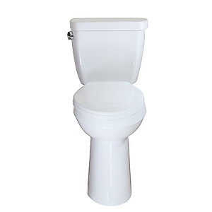 WinZo WZ5888 Elongated Two Piece Toilet with Extra Tall Bowl 21.25” Comfortable 1.28 GPF Side Flush White