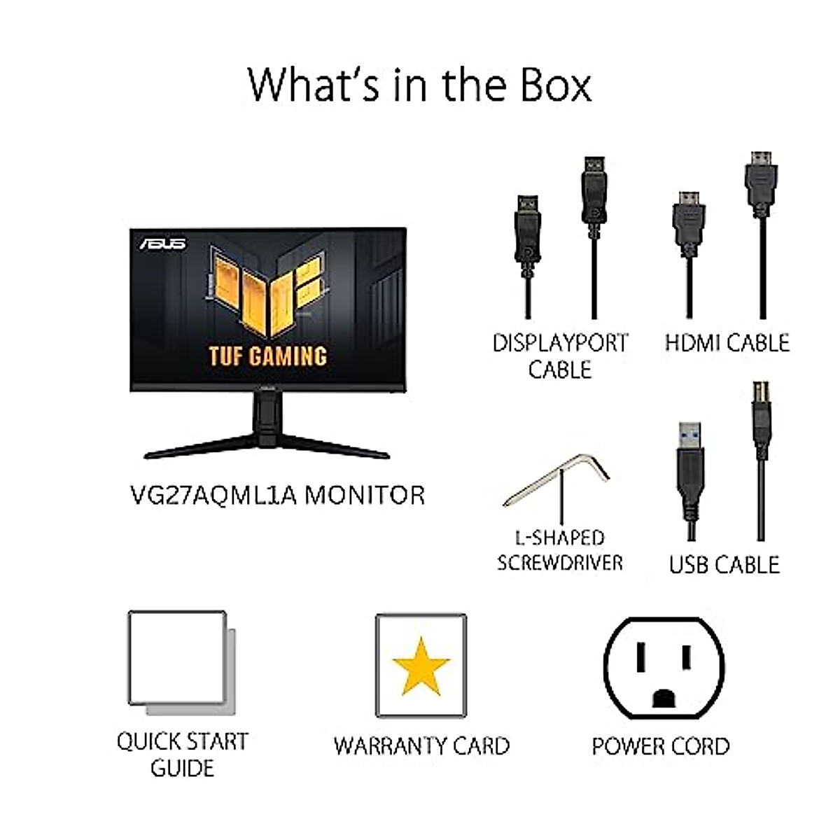 ASUS TUF Gaming 27” 1440P Gaming Monitor (VG27AQML1A) - QHD (2560 x 1440), 260Hz, 1ms, Fast IPS, Extreme Low Motion Blur Sync, G-SYNC Compatible, Freesync Premium, Variable Overdrive, DisplayHDR™ 400