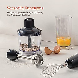 Multi-Use Immersion Blender, Hand Blender with Powerful Copper Motor 800W, High Speed, Turbo Mode, 3 in 1 Handheld Blender Stick Stainless Steel Blades, Whisk, Beaker with Measuring Marks, and Chopper