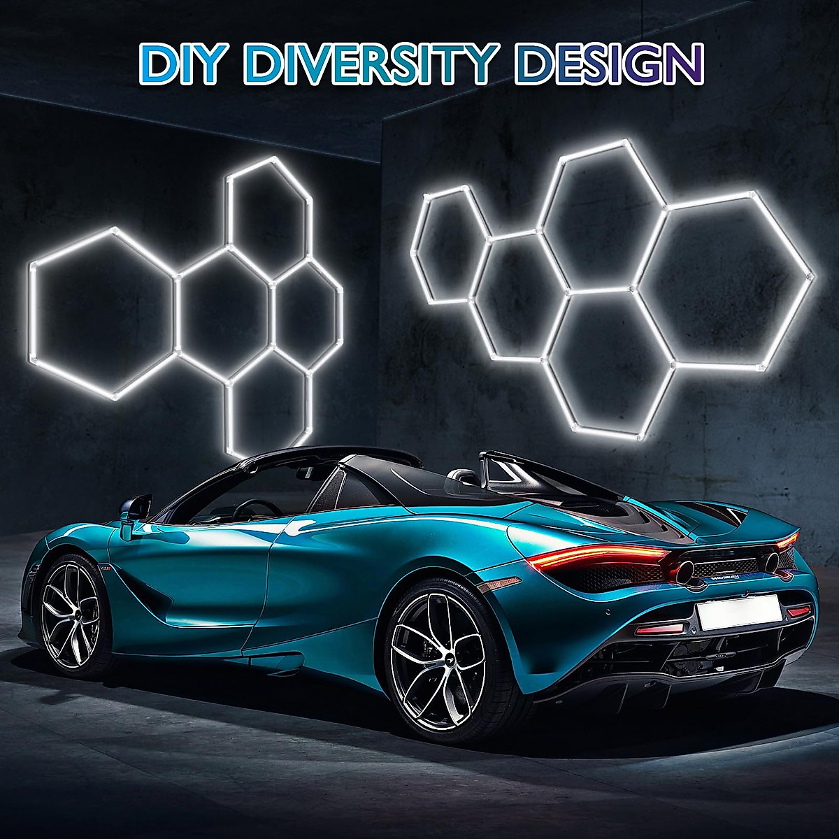 BRILLIHOOD LED Hexagon Garage Lights, 24 Pack Car Garage Light Tubes, 192W, 23040LM, 6500K Super Bright, 5 Grid Systems Car Detailing Ceiling LED Light for Garage Warehouse Workshop Basement Gym