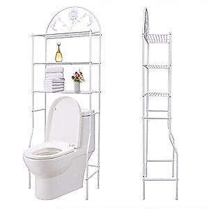 Xuthusman Over The Toilet Storage Rack 3 Tier Space Saver Rack Metal Bathroom Shelf Organizer White 70.9 * 24.4 * 12.6in (White)