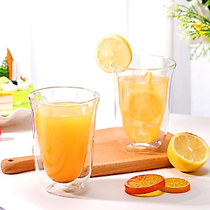 8 Pack 10 oz Double Walled Coffee Mugs Glass Espresso Cups without Handle Clear Thermo Insulated Demitasse Cups for Cappuccino Tea Latte Beverages