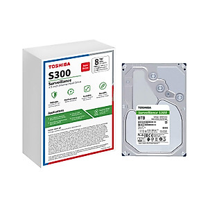 Toshiba S300 8TB Surveillance 3.5” Internal Hard Drive – CMR SATA 6 Gb/s 7200 RPM 256MB Cache - HDWT380UZSVAR