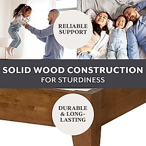 DG Casa Dickens Mid Century Modern Upholstered Platform Bed Frame with Button Tufted Headboard and Full Wooden Slats, Box Spring Not Required - Queen Size in Beige Fabric