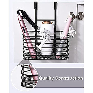 ULG Hair Dryer Holder, Hair Tool Organizer, 6 Adjustable Height, Wall Mounted/Cabinet Door, Bathroom Organizer Under Sink for Hair Dryer, Flat Irons, Curling Wands, Hair Straighteners, 3 Sections