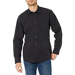 Amazon Essentials Men's Regular-Fit Long-Sleeve Casual Poplin Shirt, Black, XX-Large