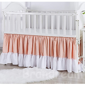 Brandream Girls Crib Bedding Pink Nursery Bedding Princess Pintuck 3 Piece Baby Comforter Set, Jade Pink