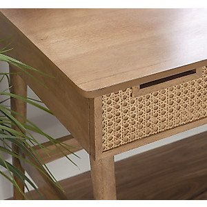 Linon Natural Dutton Wood and Rattan Desk