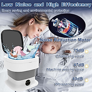 Portable Mini Washing Machine, 12L Capacity Portable Washer and Dryer, 60W Small Folding Lavadora Portatil with Spin,Collapsible Compact Clothes Laundry for Apartment Travel (Grey)