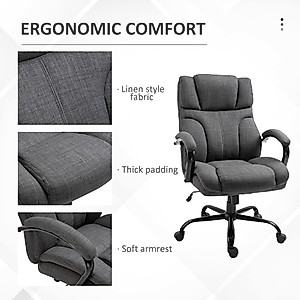 Vinsetto 500lbs Big and Tall Office Chair with Wide Seat, Executive Computer Chair with Adjustable Height, Swivel Wheels and Linen Finish, Dark Grey