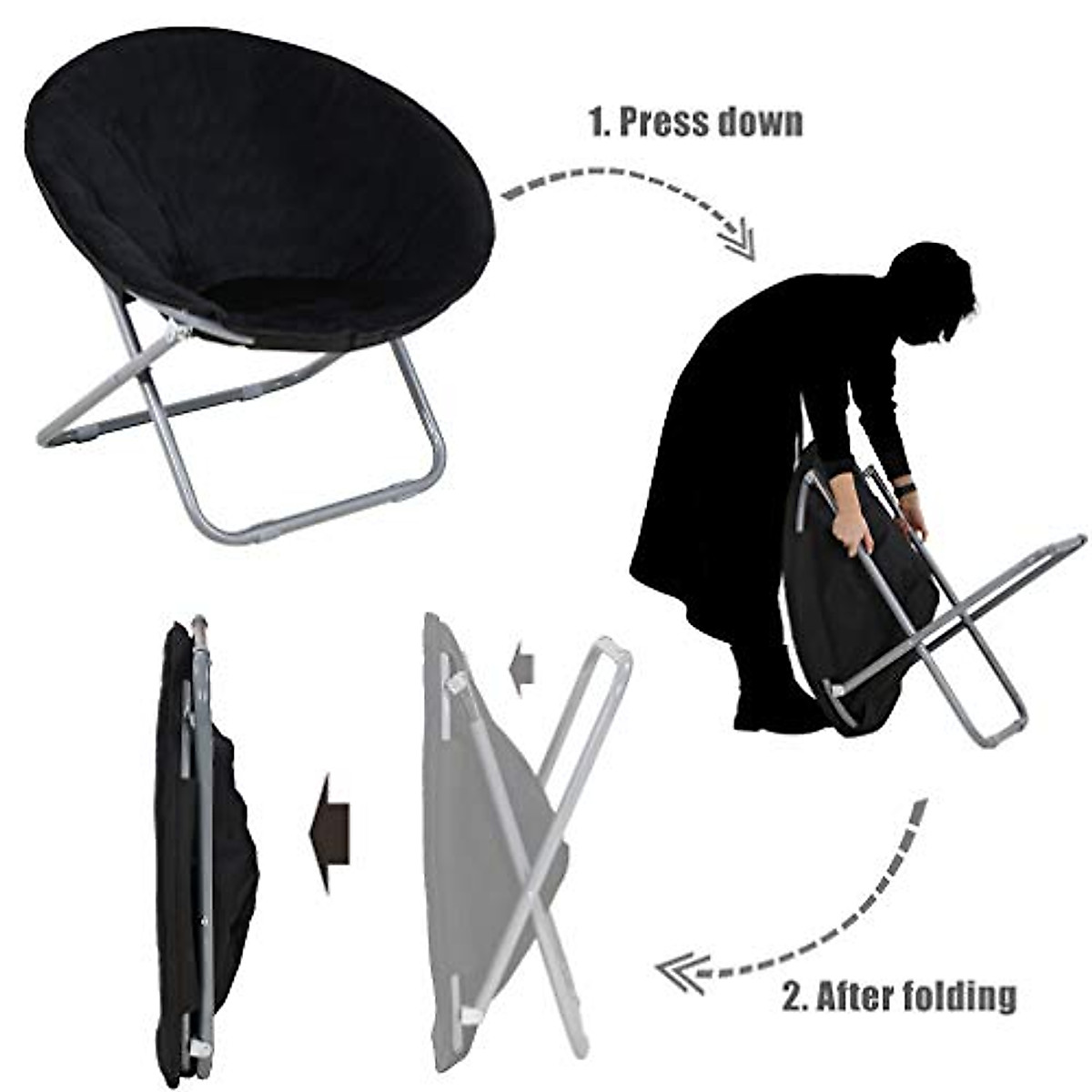 FDW Moon Chair Set of 2 Chairs for Bedroom Saucer Chair Bedroom Chair Foldable Chair for Home Furniture