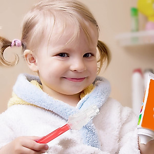 CHENGU 4 Pieces Kids U Shaped Toothbrush Manual Training Tooth Brush Whitening Massage Toothbrush Whole Mouth Toothbrush for Kids 2-12 Years (Yellow, Green, Orange, Pink, Dinosaur Style)