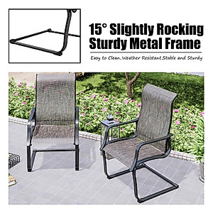 PatioFestival Patio Dining Chairs High Back Patio Chairs C-Spring Motion Chairs,Textilene Fabric & Black Metal Frame,2 Pieces Outdoor Furniture for Yard, Garden, Backyard, Deck, Bistro（Grey）