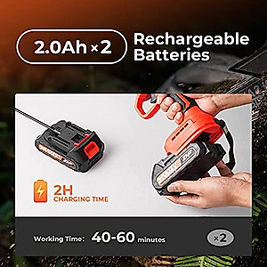 ZNP Mini Chainsaw, 6-Inch Brushless Cordless Chainsaw with 2 Battery, 21V Electric Chainsaw with Security Lock, Handheld Small Chain Saw for Tree Pruning, Gardening, Wood Cutting